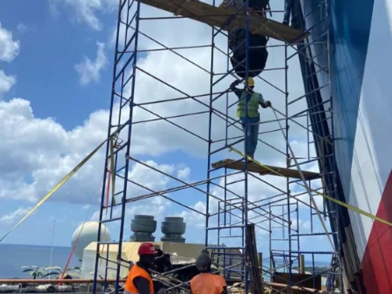 Carnival Freedom under repair at Grand Bahama Shipyard after exhaust ...